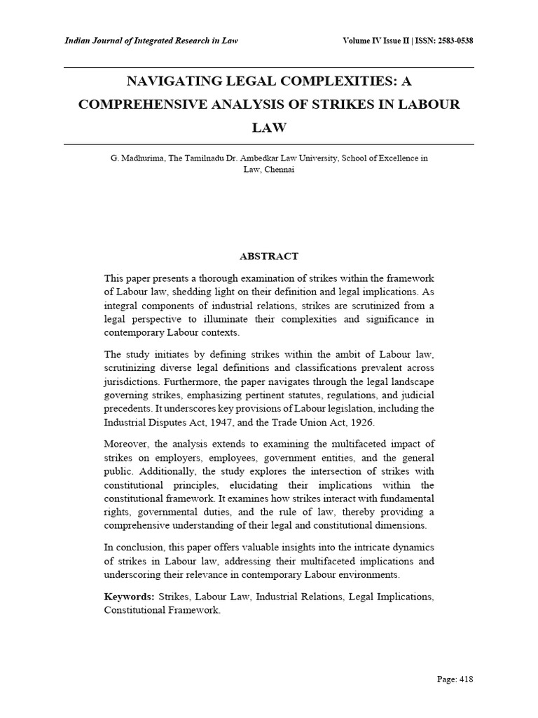 Navigating Legal Complexities A Comprehensive Analysis of Strikes in ...