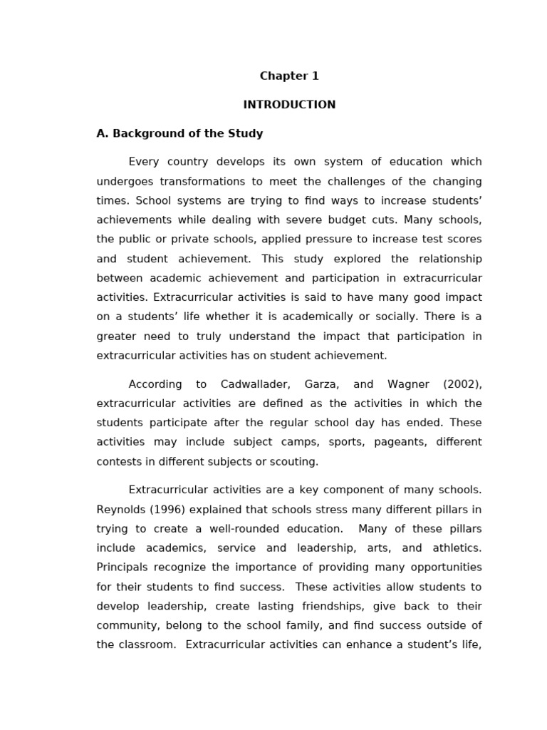 Levelof Interestof LMNHSStudentsinjoining Extra Curricular Activities ...