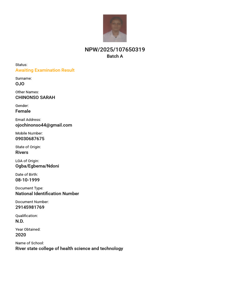 Ojo Chinonso Sarah - Npower Batch A | PDF