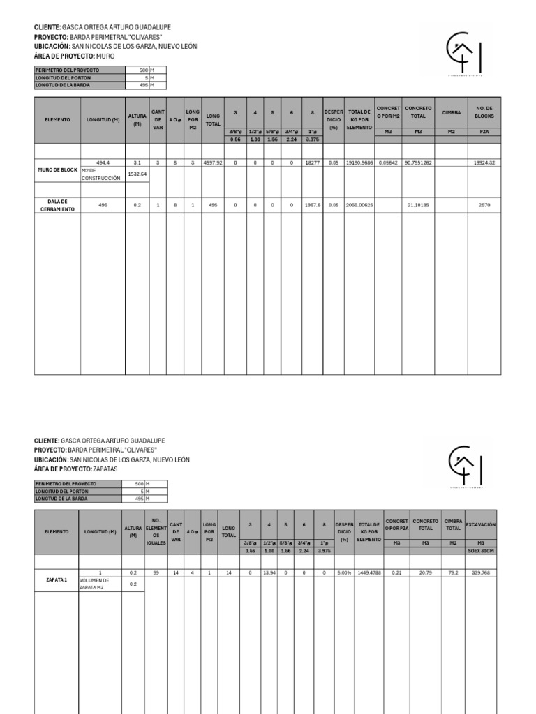 Volumetría Barda | PDF