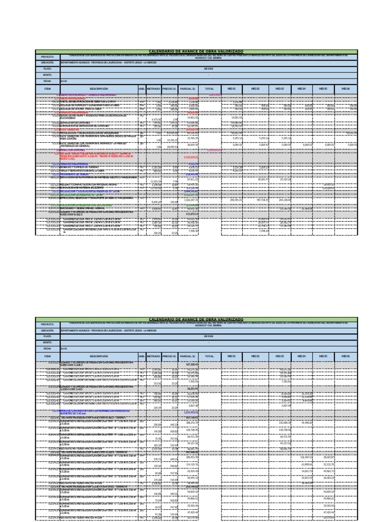 Cronograma de Ejecución Valorizado de Obra - La Merced 14-11-24 (1) | PDF | Ingeniero civil ...