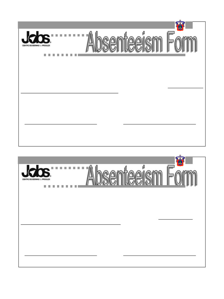 Absenteeism Form 2024 | PDF