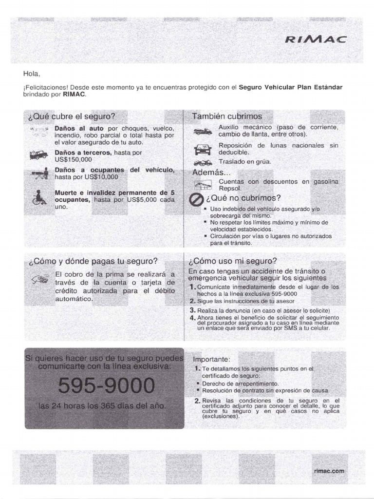 Seguro Vehicular Plan Estandar | PDF