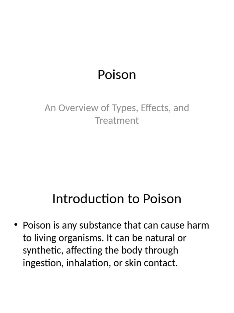 Types and Treatment of Poisons | PDF