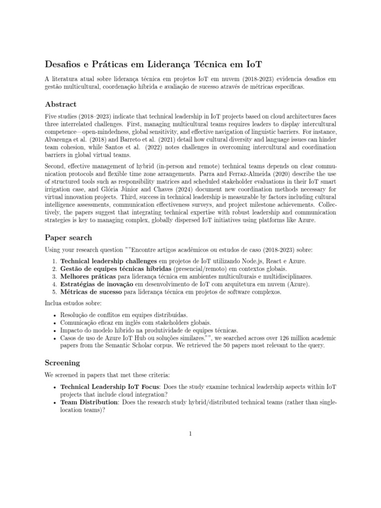 Elicit - Desafios e PR - Ticas em Lideran - A T - Cnica em IoT - Report | PDF | Cross Cultural ...