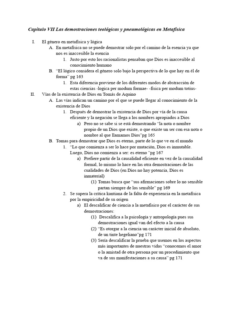 Esquema Cap VII | PDF | Dios | Existencia