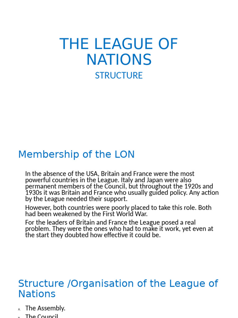 Membership and Structure of The LON | PDF | League Of Nations | Government
