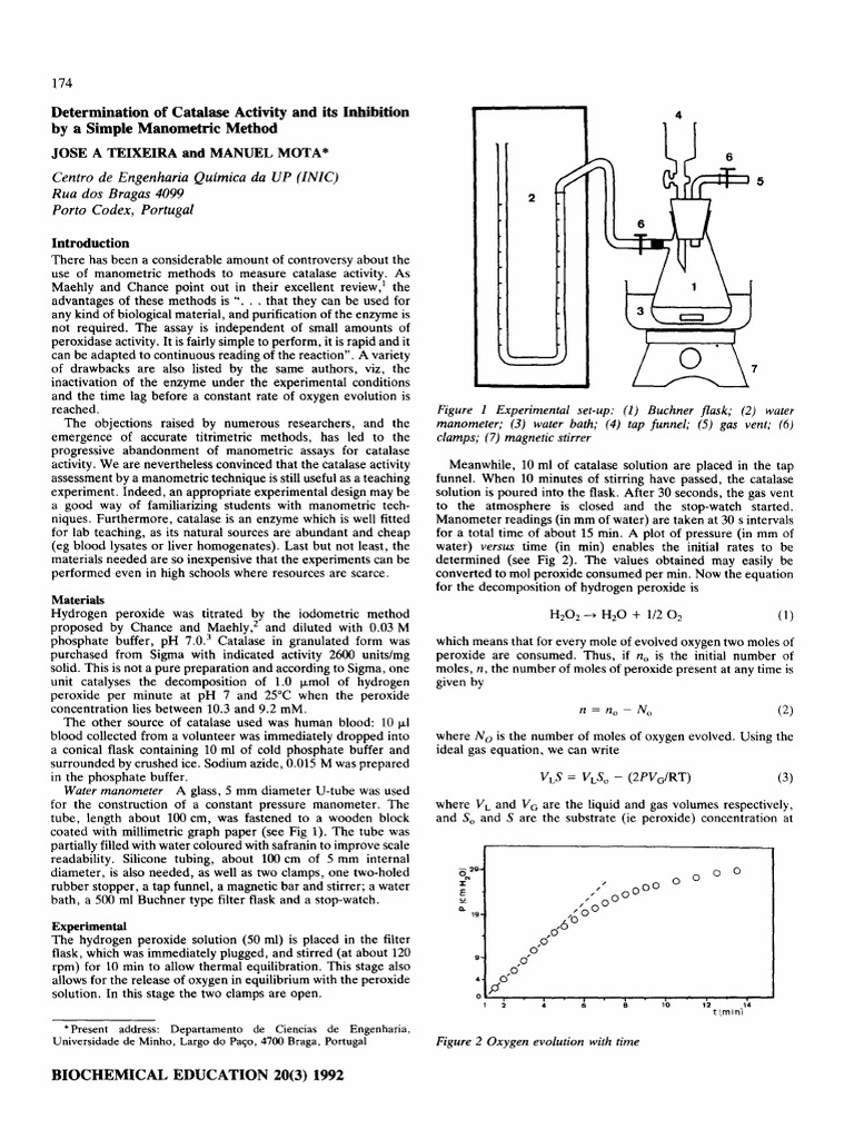 Catalase Activity Measurement Method | PDF | Hydrogen Peroxide | Catalase