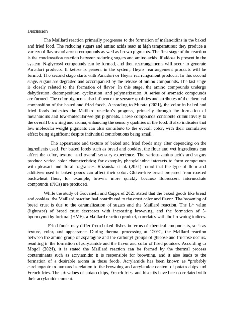 Maillard Reaction Discussion and Conclusion | PDF | Chemistry | Food ...