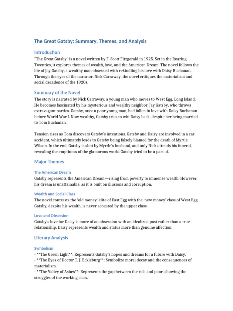 The Great Gatsby Upgraded | PDF | The Great Gatsby | Novels