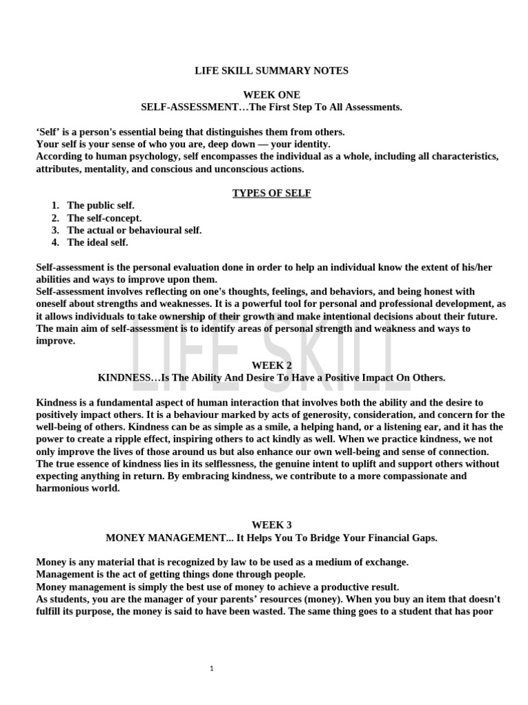 Life Skill Summary Notes 2023 2024 | PDF | Conflict Resolution | Fear