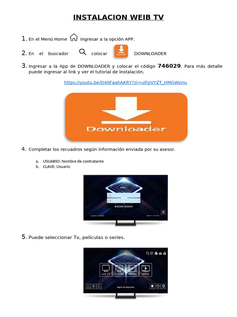 Guía de Instalación de Weib TV | PDF