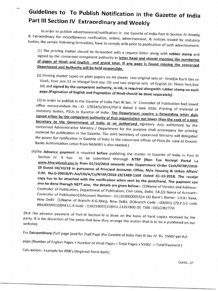 Guidelines for Gazette Publication | PDF | Payments