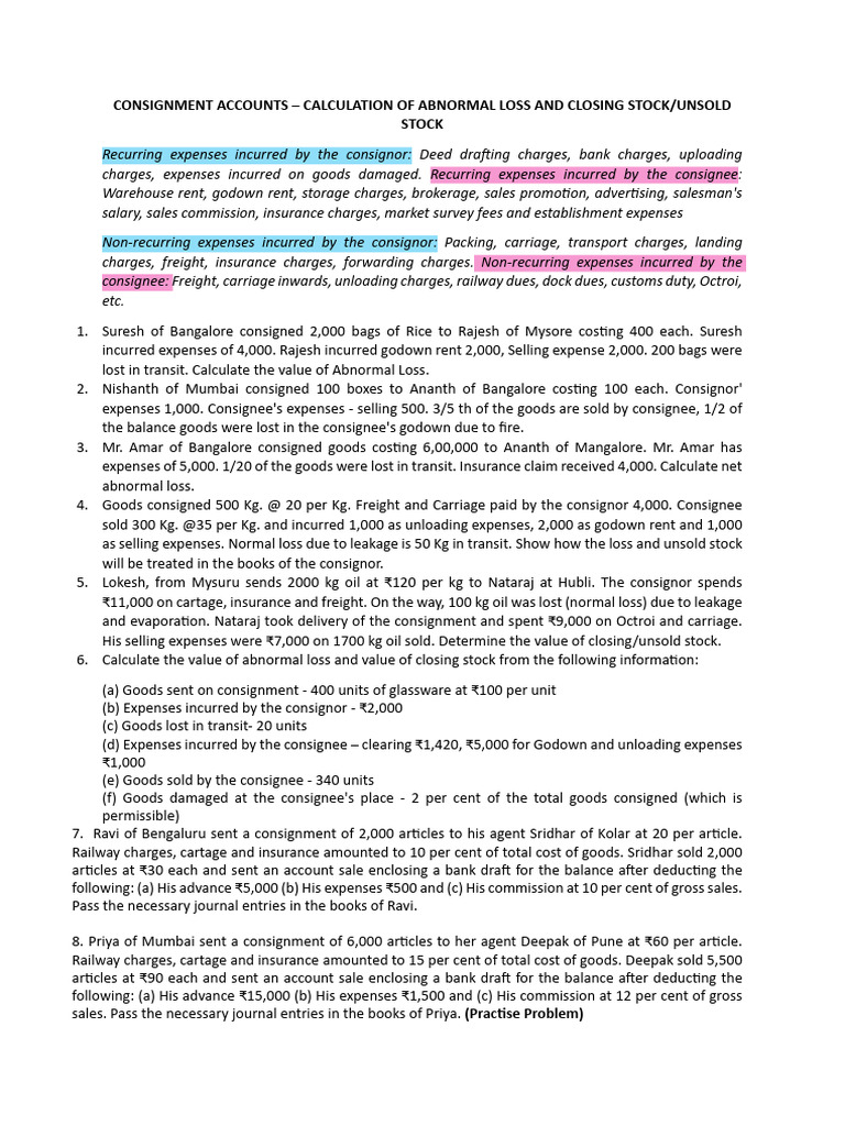 Consignment Accounts - Csus | PDF | Warehouse | Expense