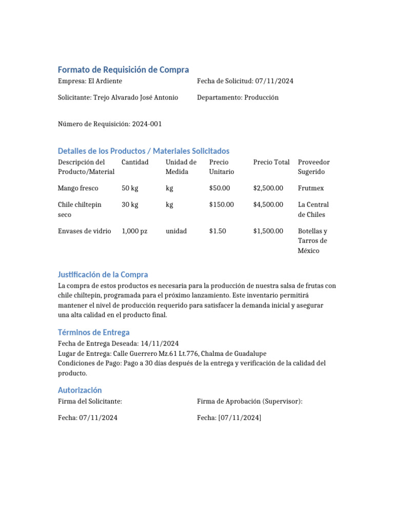 Requisicion Compra | PDF