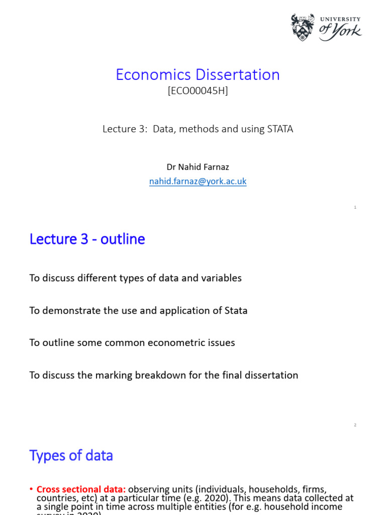 Lecture 3 Economics Dissertation - 2025 | PDF | Time Series | Statistics