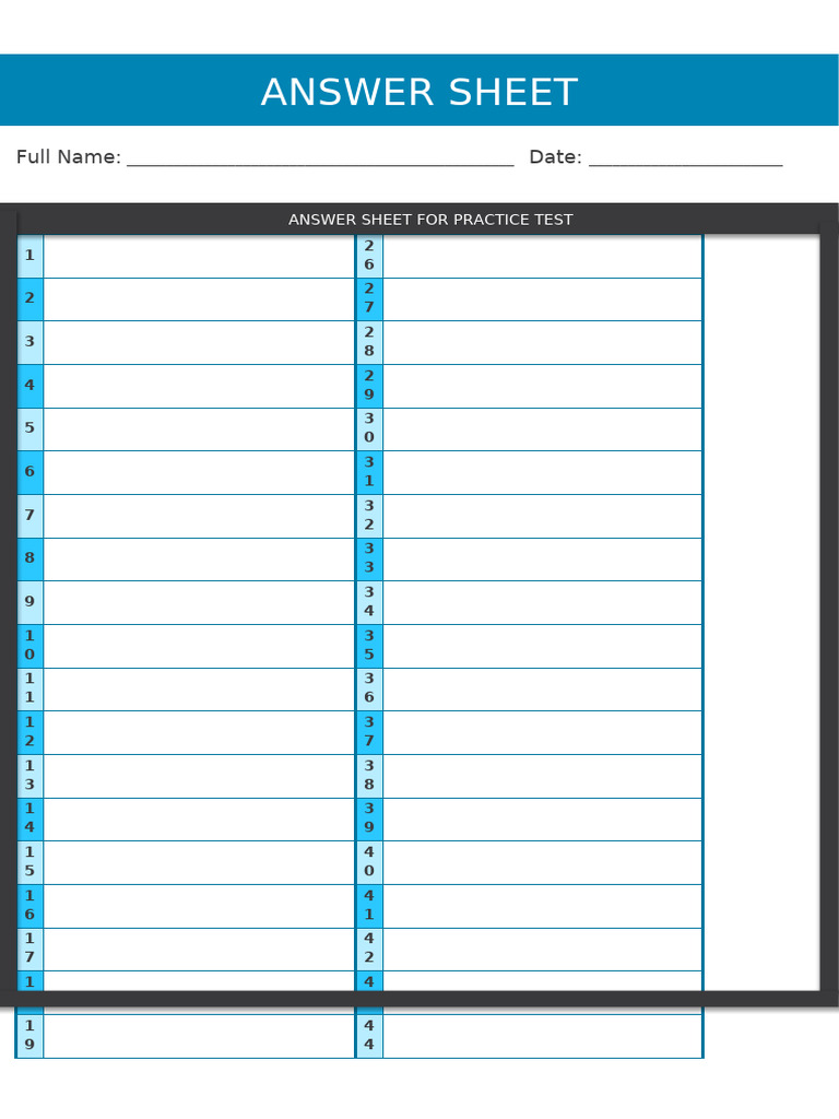 Answer Sheet | PDF