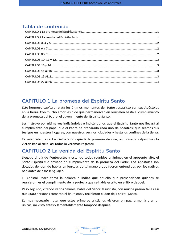 Resumen Del Libro Hechos de Los Apóstoles | PDF | Pablo el apóstol | San Pedro