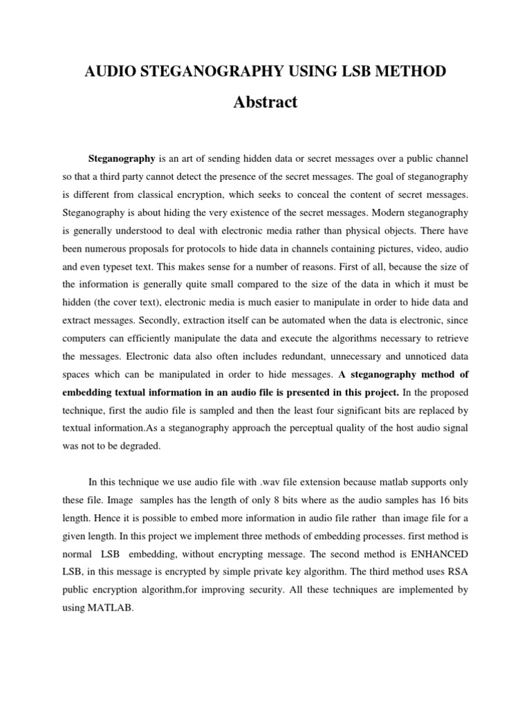 Audio Steganography Using LSB Method | PDF