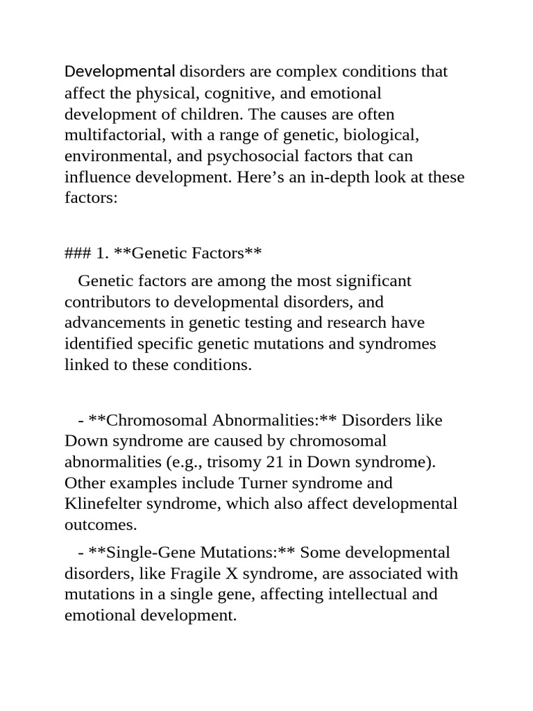 Causes of Developmental Disorders | PDF | Genetic Disorder ...