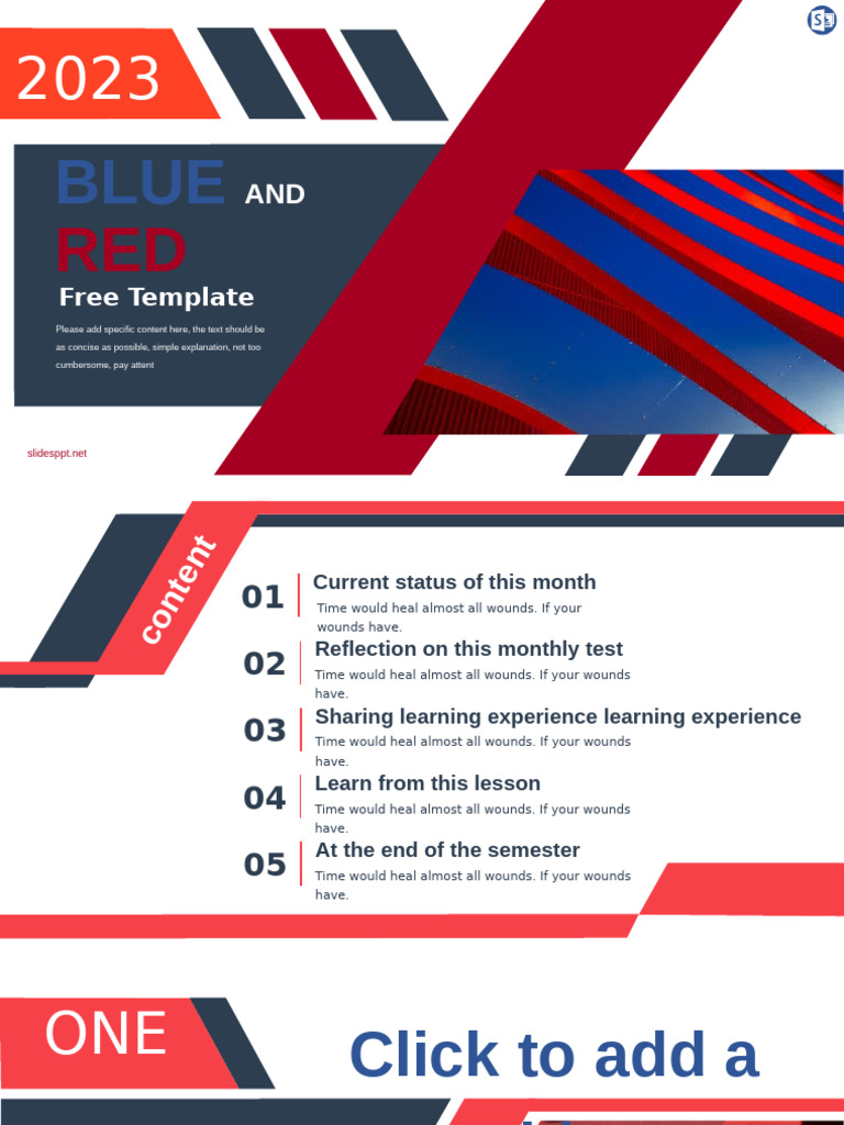 Blue With Red Template | PDF | Multimedia | Communication Design