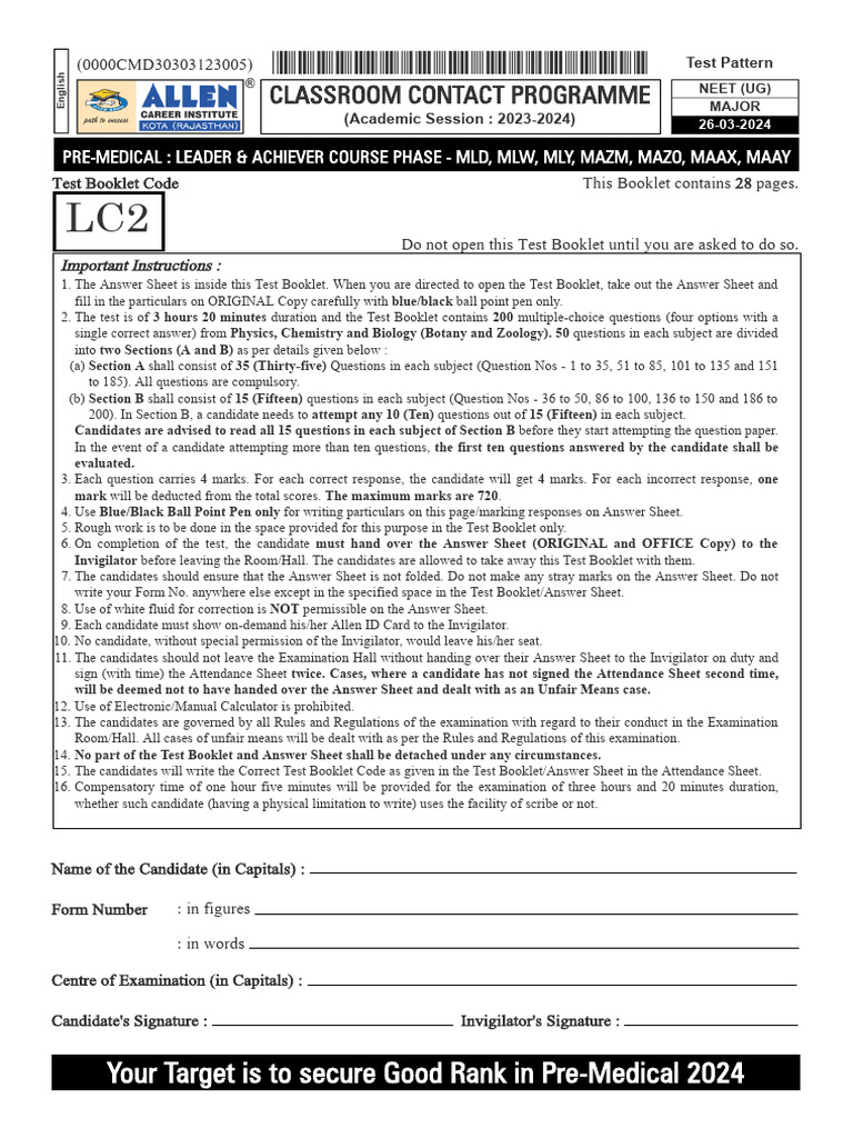 FINAL - 2603 - Leadr Major S2 Paper | PDF | Meiosis | Mitosis