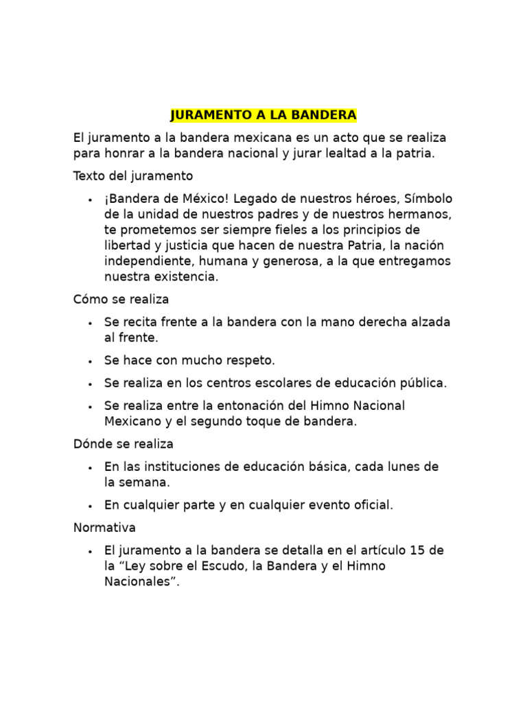 Juramento a la Bandera Mexicana | PDF