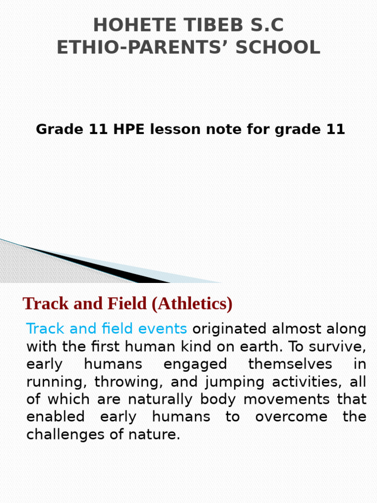 Grade 11 Hpe Lesson Note | PDF | Track And Field | Basketball Positions