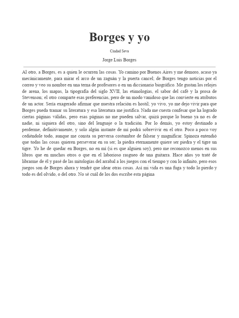 La dualidad en Borges y yo | PDF