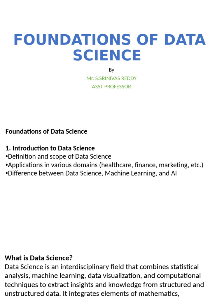 Foundations of Data Science Overview | PDF | Data Science | Machine ...