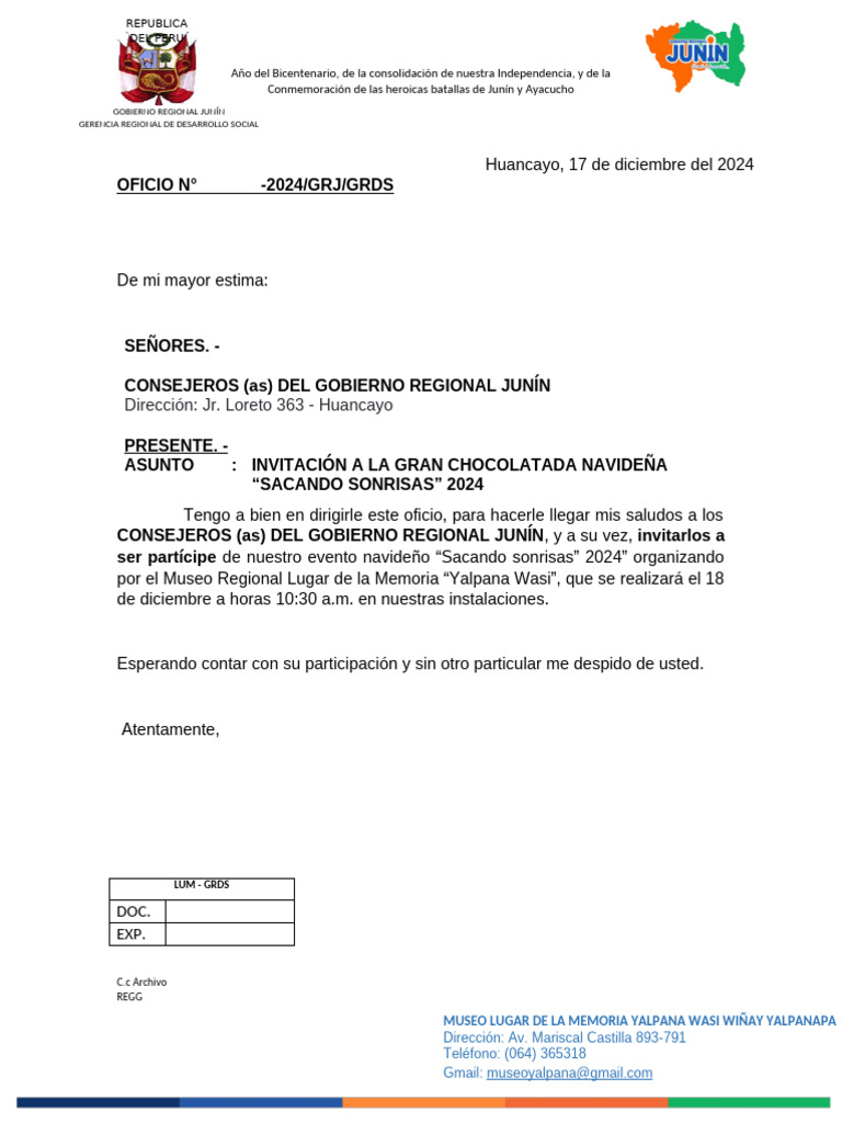 Oficio de Invitacion | PDF