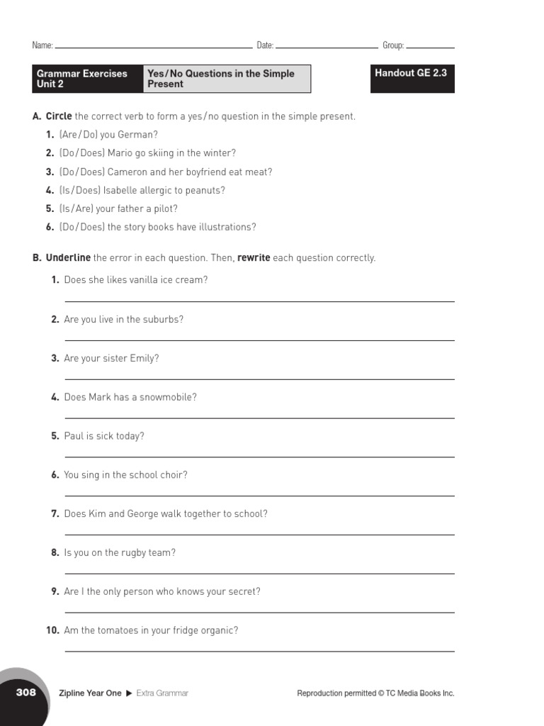 Simple Present Yes/No Questions Exercises | PDF