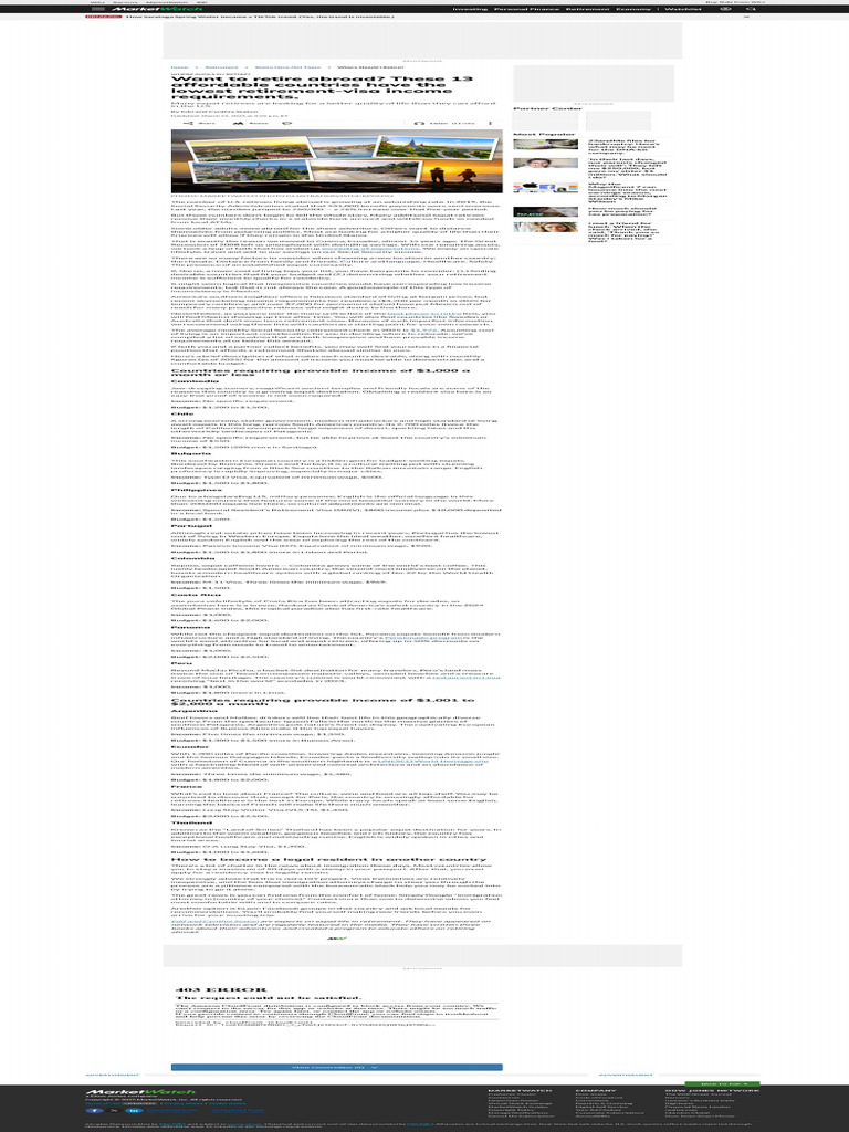 Want To Retire Abroad These 13 Affordable Countries Have The Lowest Retirement-Visa Income ...