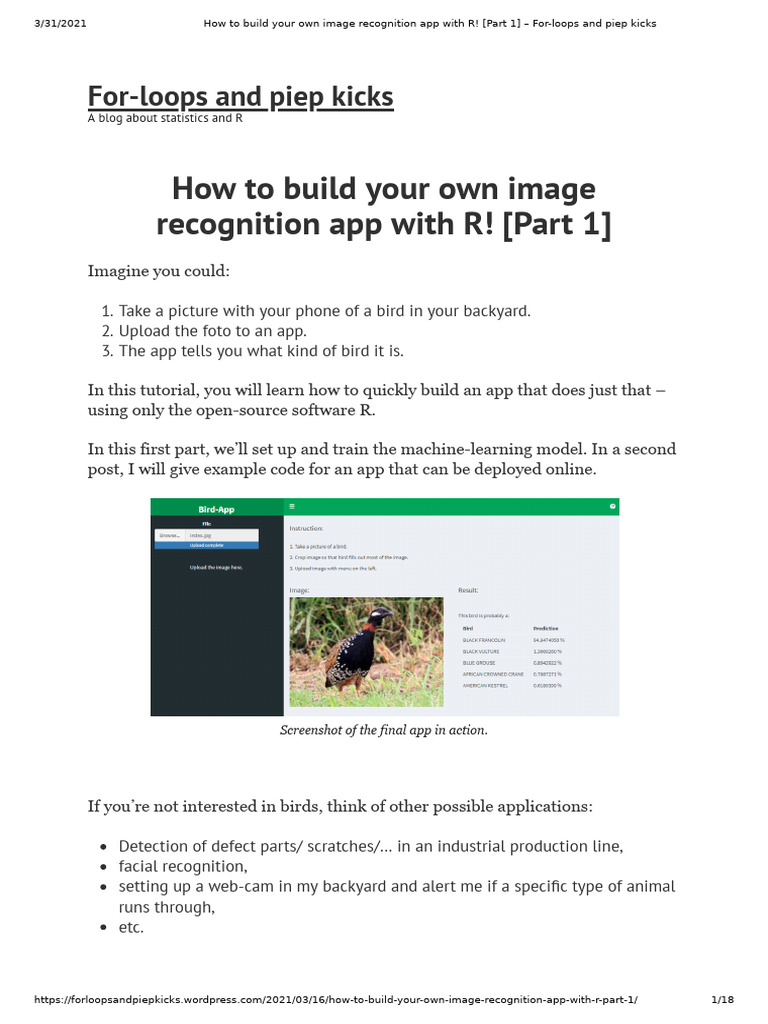How To Build Your Own Image Recognition App With R! (Part 1) - For ...