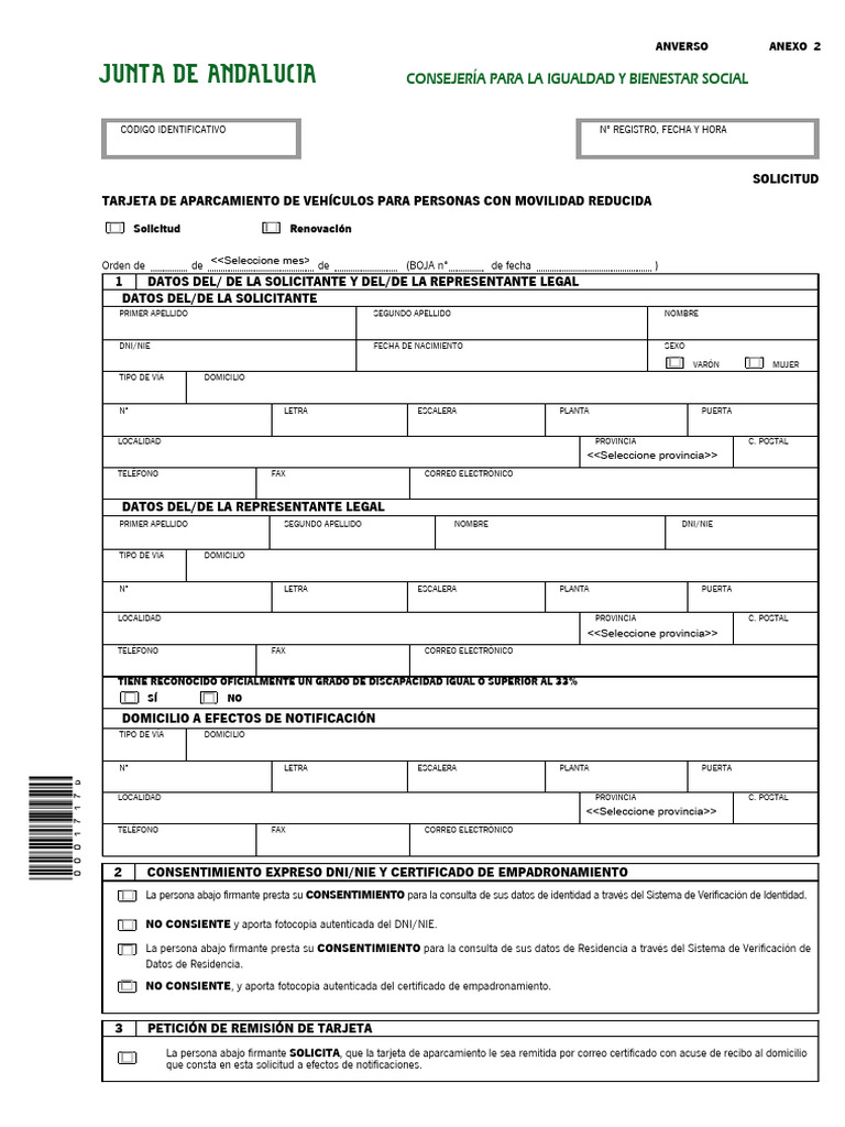 Solicitud Tarjeta Aparcamiento | PDF