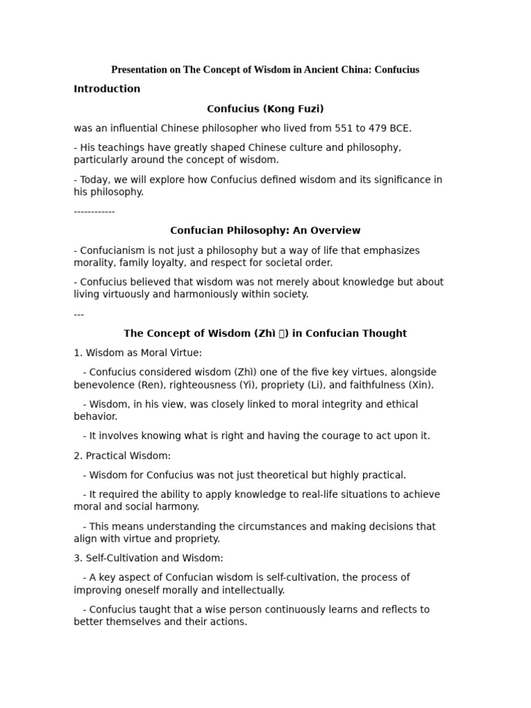 Confucius' Wisdom: Key Concepts Explained | PDF | Confucianism | Wisdom