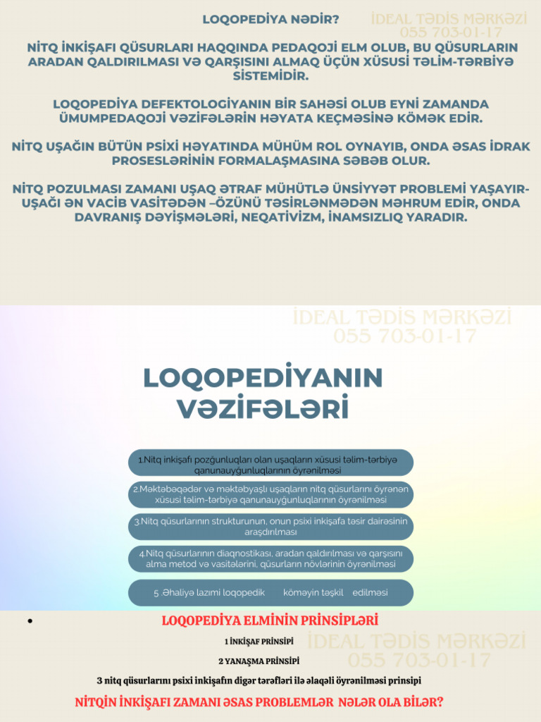 Loqopediyanın Vəzifələri 1-Ders Fidan | PDF