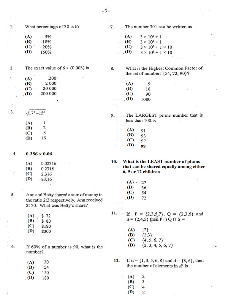 Jan 2013 CSEC Math P1 | PDF