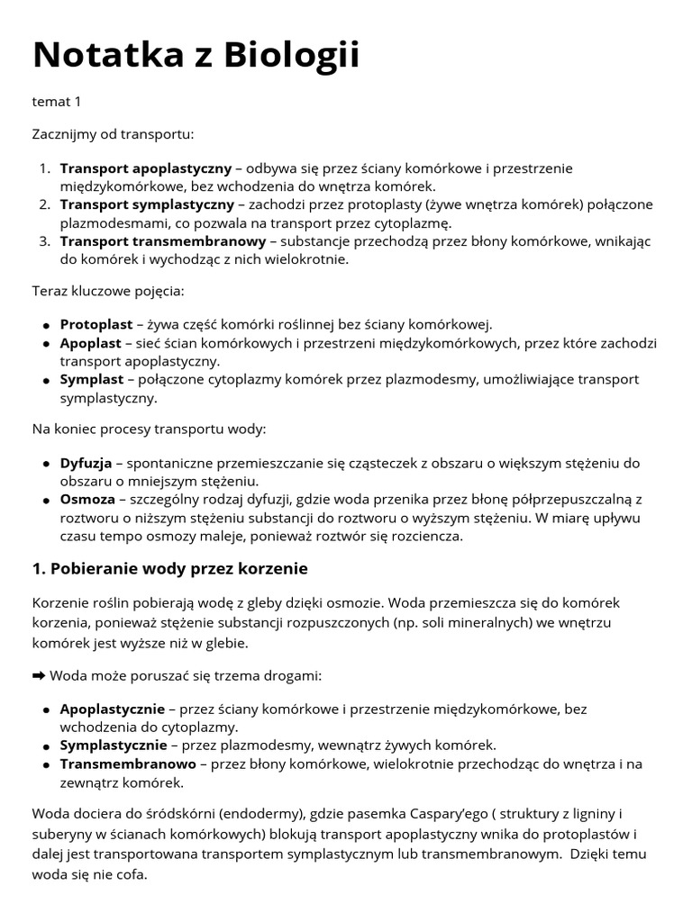 Notatka Z Biologii | PDF