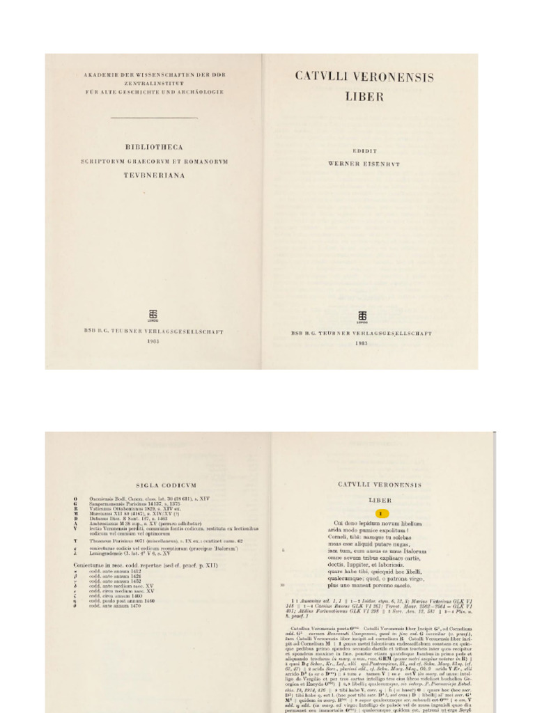 Catulli Carmina Eisenhut Teubner 1983 | PDF