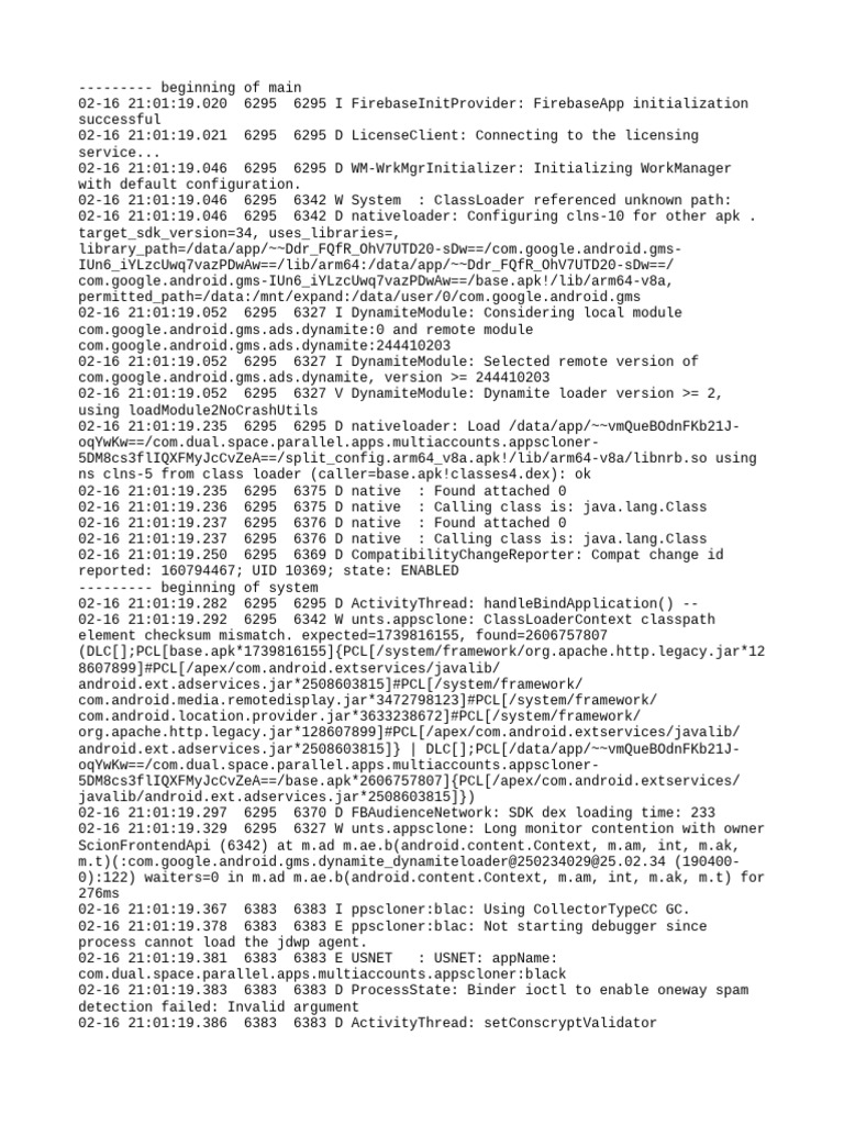 Com - Dual.space - Parallel.apps - Multiaccounts.appscloner Logcat | PDF | Software Engineering ...