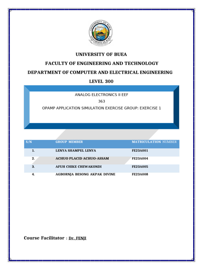 Analog Electronics Group One Assignment | PDF | Operational Amplifier | Amplifier