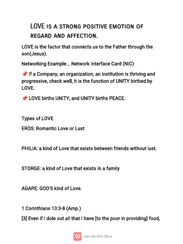 The Power of Love and Unity | PDF | Love | Jesus
