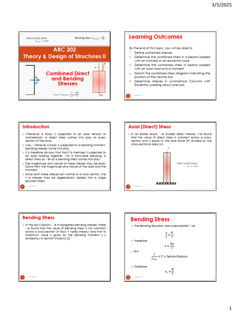 Combined Direct and Bending Stresses | PDF | Bending | Beam (Structure)