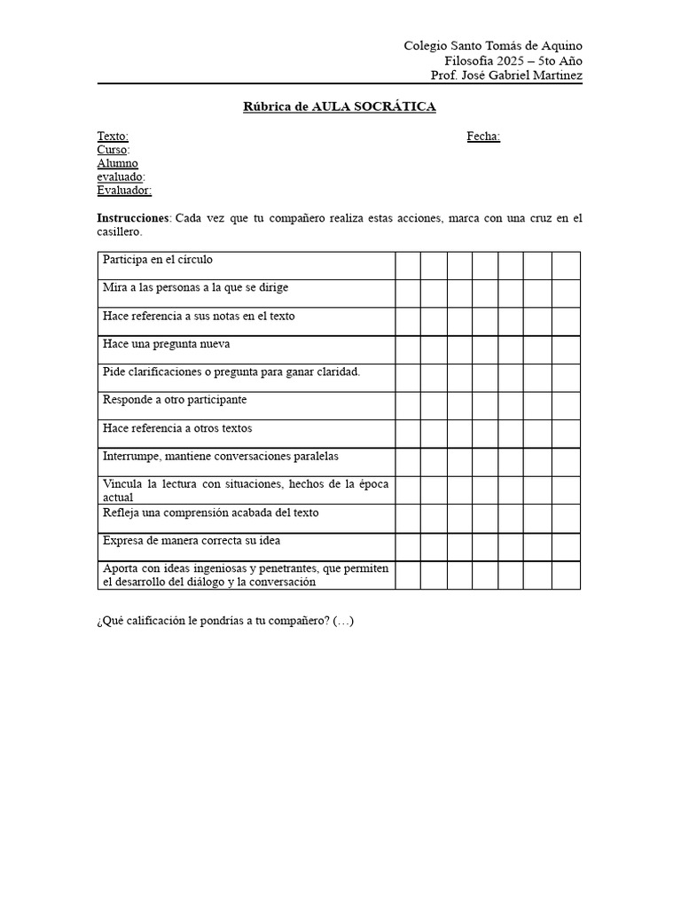 R-brica de AULA SOCR-TICA.docx | PDF