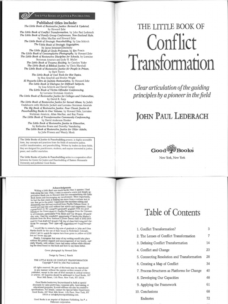 Lederach, Little Book of Conflict Transformation | PDF