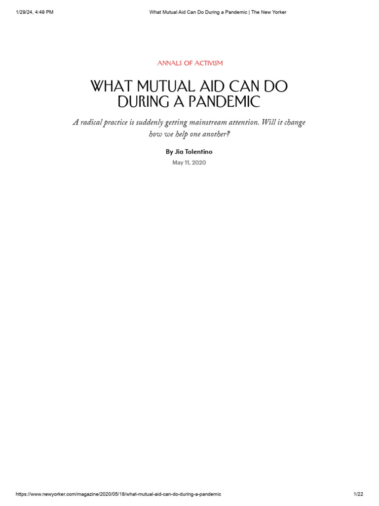 What Mutual Aid Can Do During A Pandemic | PDF