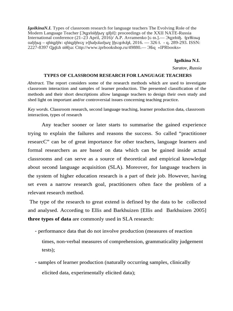 Types of Classroom Research For Language | PDF | Second Language ...