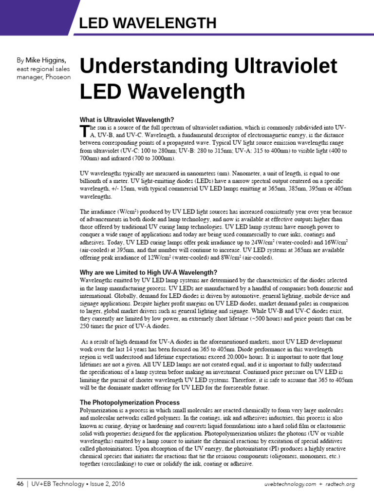 Understanding Ultraviolet LED Wavelenght UVEB Technology June 2016 | PDF | Ultraviolet | Light ...