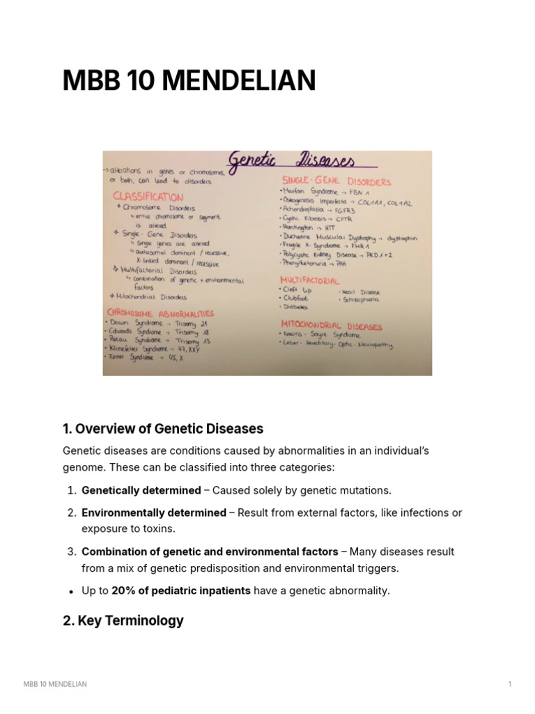 MBB 10 Mendelian | PDF | Genetic Disorder | Single Nucleotide Polymorphism